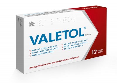 VALETOL - 300MG/150MG/50MG TBL NOB 12 cena od 65 Kč | Nonstop lékarna