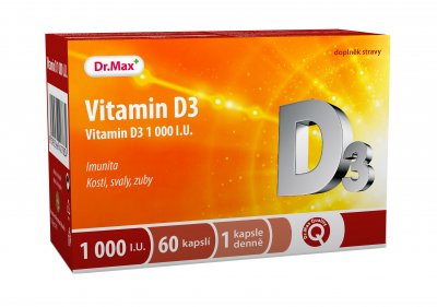 Dr.Max Vitamin D3 1000 I.U. 60 kapslí cena od 119 Kč | Nonstop lékarna