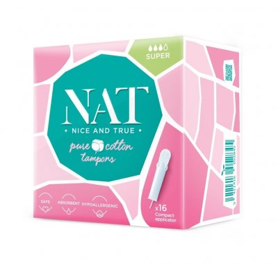 NAT nice & true Tampony z organické bavlny s aplikátorem super 16 ks ...